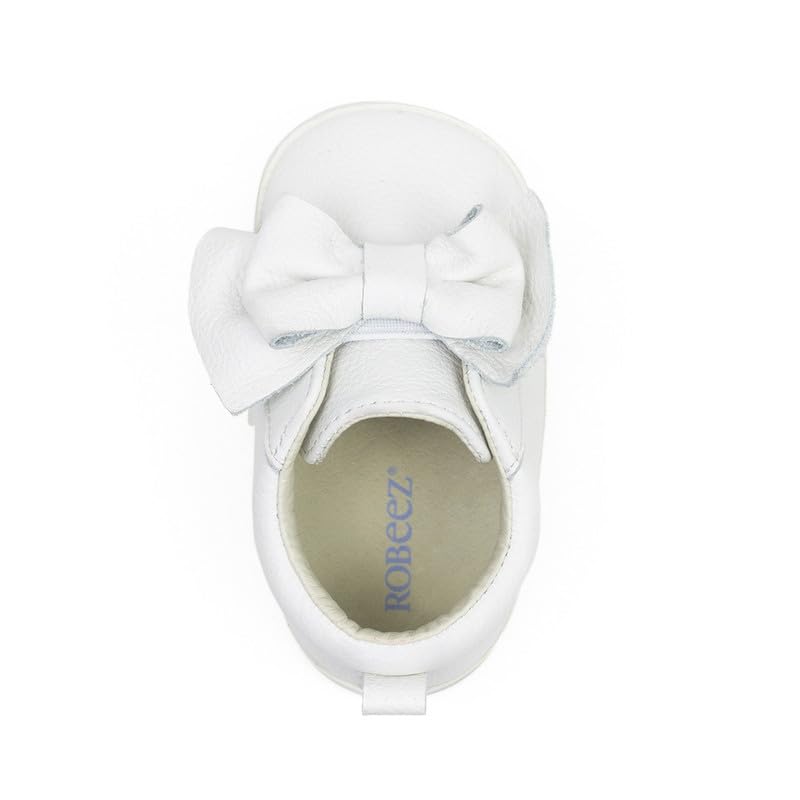 Robeez First Kicks Baby Girl and Unisex Shoes & Sneakers for Infant/Toddlers - 0-24 Months White Leather