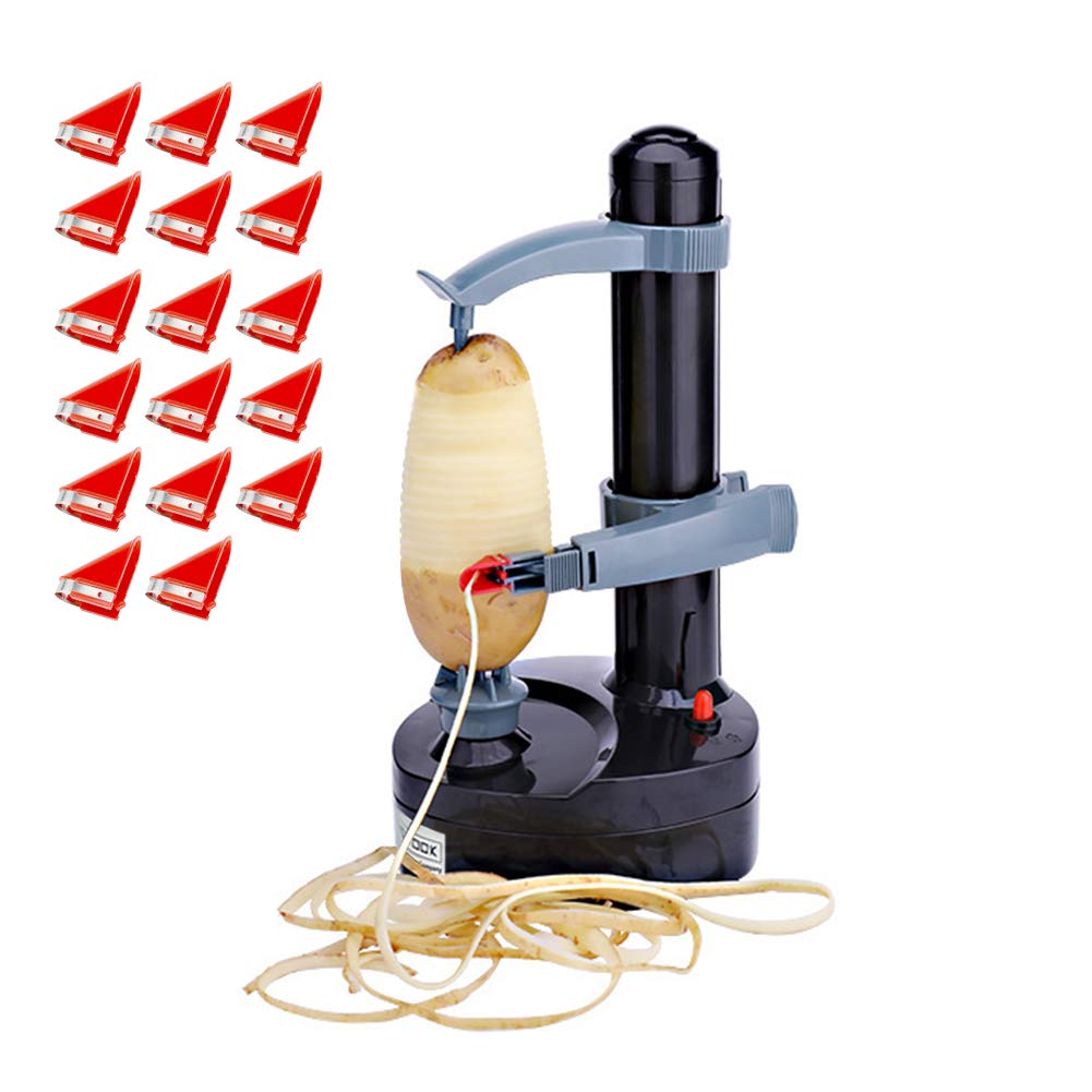 Electric Potato Peeler Automatic Apple Peeler + 18 Replaceable Blades Electric Fruits Vegetables Peeler,COWSTOOK(Black)