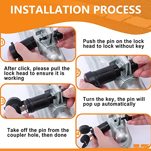 META Hardware Trailer Tongue Lock 1/4" Dia, Trailer Coupler Lock with 7/8 Inch Span Fits Latch-Type Coupler, Solid Coupler Lock with Keys for Towing Boat Truck RV Car Trailer (1Pack)