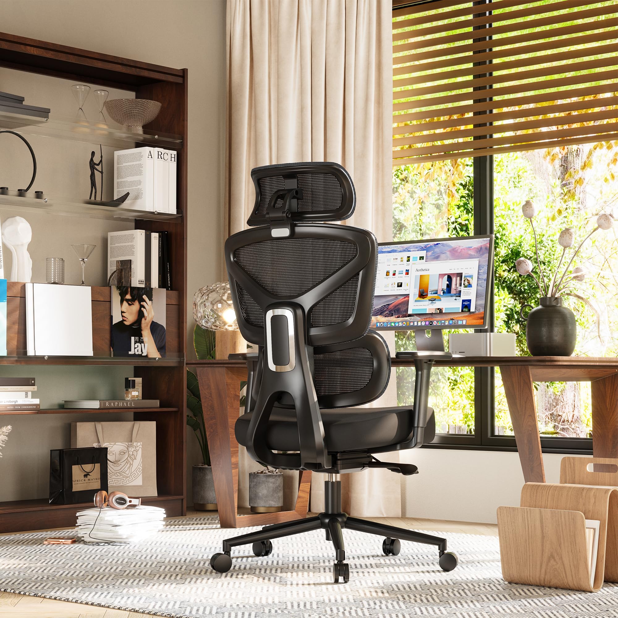 MOLENTS Ergonomic Office Chair Big and Tall Desk Chair Comfy Computer Chair with Dynamic Lumbar Support, Adjustable Headrest and Backrest,3D Armrests,Black