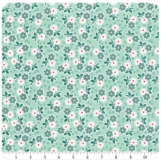 Lori Holt Bee Vintage Alice Sea Glass Cotton Fabric, Cut by The Yard