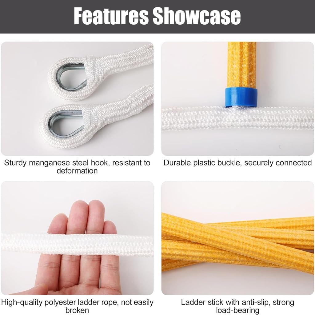RIEJIN Fire Escape Ladder for Home Fire Emergency Ladders Safety Survival Ladders Rope Ladder Emergency Fire Must Haves House, Fast to Deploy Sturdy(147FT/45M)