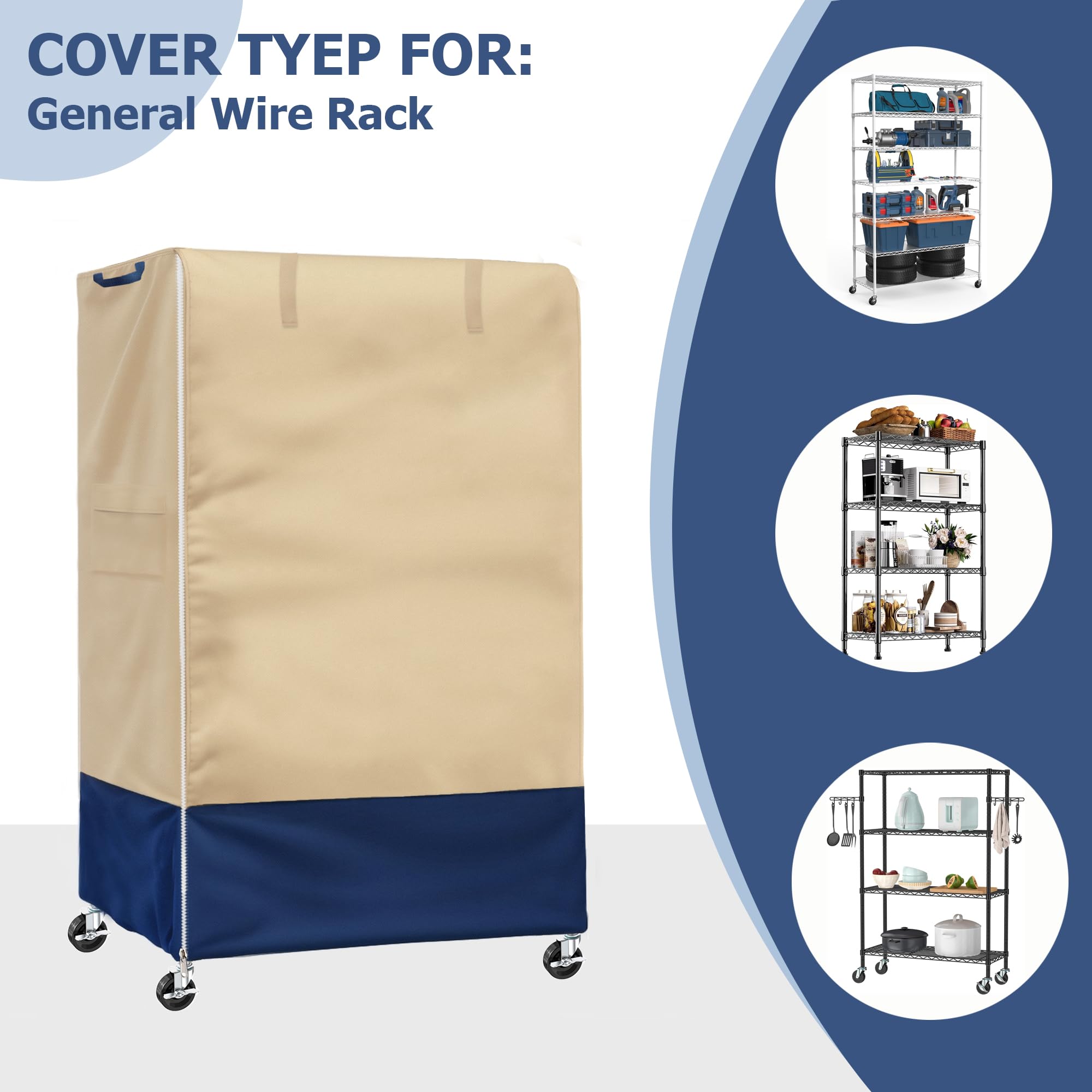 Shelf Cover, Waterproof 600D Heavy Duty Dustproof Storage Wire Rack Covers, Outdoor Shelving Covers for Wire Shelves with Zipper (Cover only) (36" W x 18" D x 72" H)