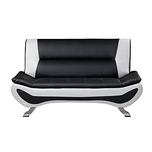 Lexicon Rohn Living Room Loveseat, Black/White
