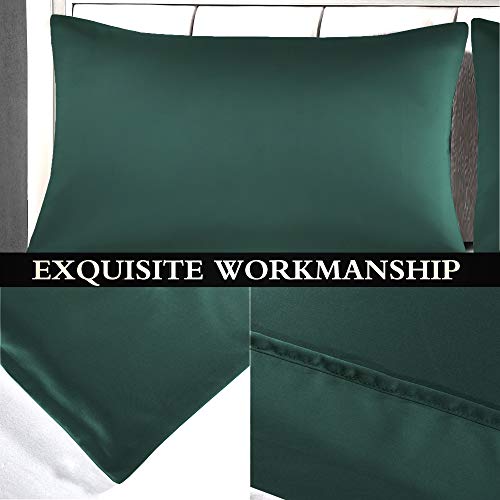 Qeeruim Home Satin Pillowcase for Hair and Skin, 2-Pack - Queen Size (20x30 inches) Silk Pillow Cases - Satin Pillow Covers with Envelope Closure, Green