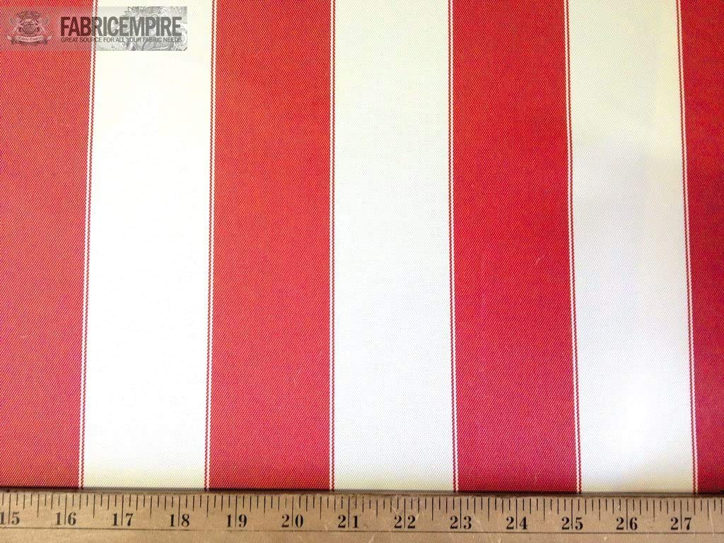 Waterproof Outdoor Canvas Bordered Stripes 60" Wide Fabric Sold by The Yard (RED White, Bordered 2 3/8")