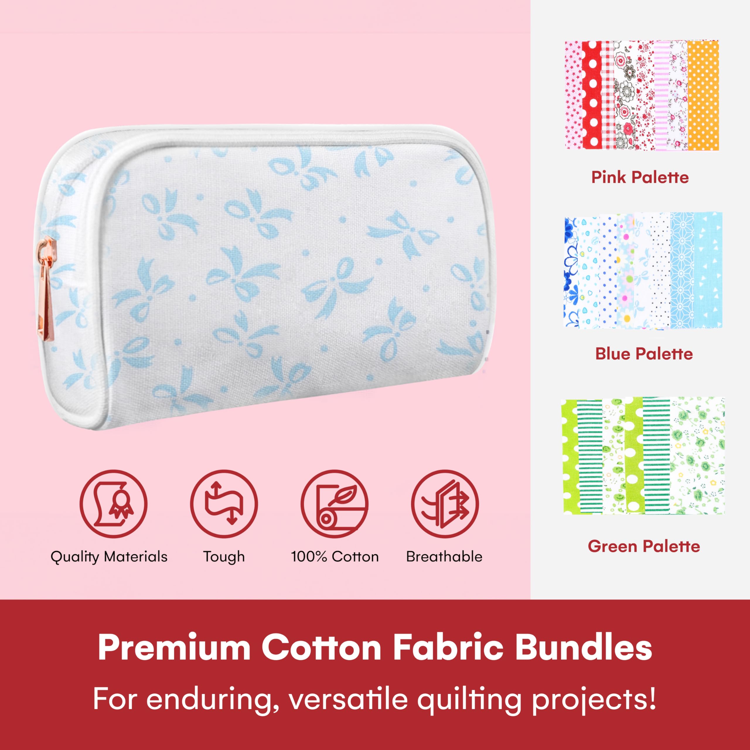 Precision Quilting Tools Quilting Fabric Squares - Set of 30-100% Cotton - Medium-Weight Cotton, Multicolor Textile Material, Ideal for Quilting & Sewing, Flora Fabric Squares, 3.9" X 3.9"
