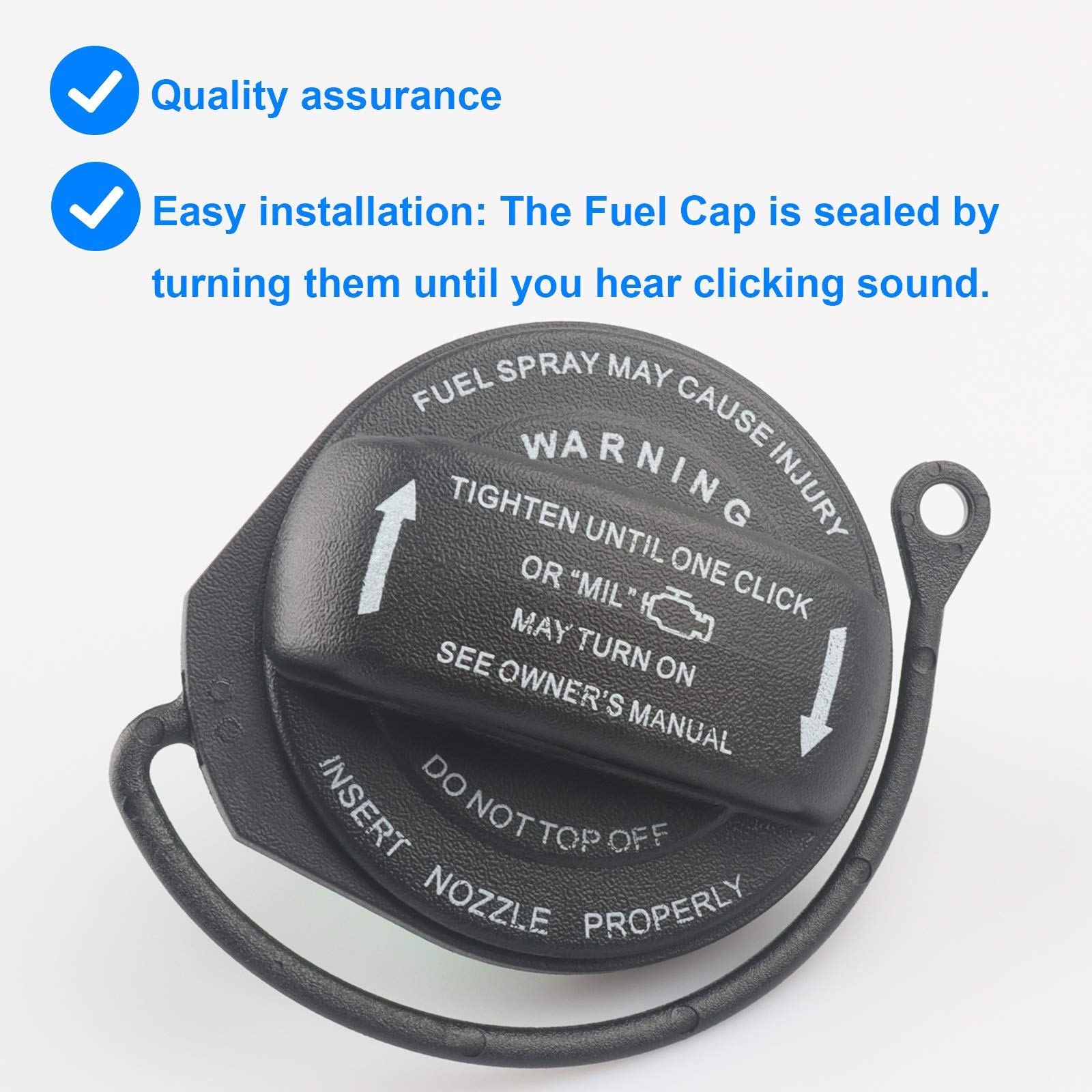 Gas Cap, Fuel Tank Cap Replace 3C8-201-550-E, 3C8201550E, 3C0-201-550-N, 3C0201550N Compatible with Volkswagen - 2006-2010 VW Passat, 2009-2017 VW CC, 2007-2016 VW Eos, 2009-2017 VW Tiguan, More