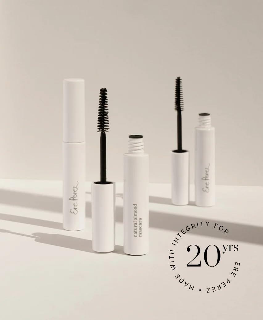 Ere Perez - Natural Almond Oil Mascara | Vegan, Cruelty-Free, Clean Beauty (Brown, 0.35 oz | 10 ml)