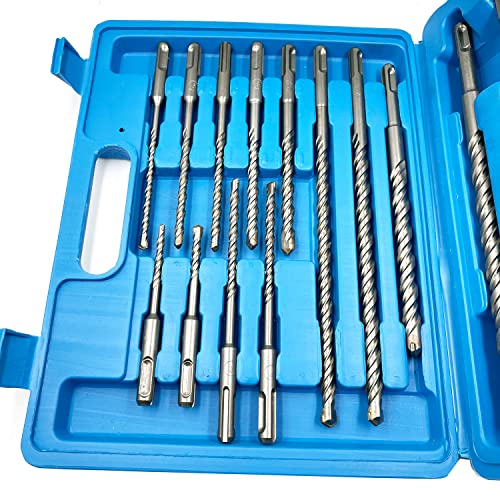 JFOGO Rotary Hammer Drill Bits Set & Chisels- 17 Pieces SDS Plus Concrete Masonry Hole Tool for Concrete,Brick,Block,Stone,Masonry