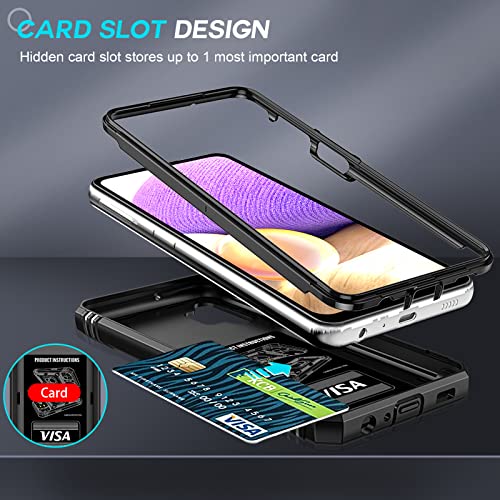 LeYi for Samsung Galaxy A32 5G Case: A32 5G Case with Slide Camera Cover + [2 Packs] Tempered Glass Screen Protector, 360 Full Body Military-Grade Case with Kickstand for A32 5G[Not Fit 4G], Black
