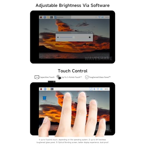 waveshare 4inch Capacitive Touch Display Compatible with Raspberry Pi5/4B/3B+/3A+/CM3+/4 480×80 Resolution DSI Interface IPS Optical Bonding Screen