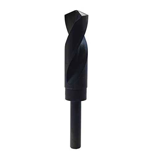 MAXTOOL 1-1/8" Silver and Deming Drill Bits HSS M2 S & D Drill Bits Prentice Twist Drills Black Oxide 1/2" Reduced Shank 6" OAL; SD02B00R108