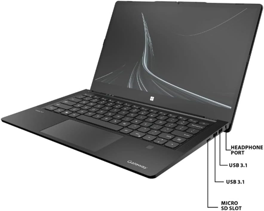 Gateway Ultra Slim Notebook, 14.1'' Touchscreen IPS FHD, 12th Gen Intel Core i7-1255U Quad-Core, 8GB RAM, 512GB SSD, Fingerprint Scanner, Webcam, WiFi 6, USB-C, HDMI, Win11 pro, Black (GWTC)