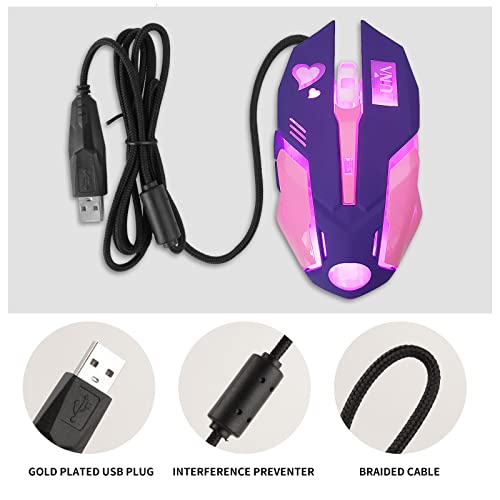 GreenPoster Computer Mice for Laptop Mouse Gaming Pointing Device Wired Silent Luminescent Cute photoelectric,Purple,135x70x40mm