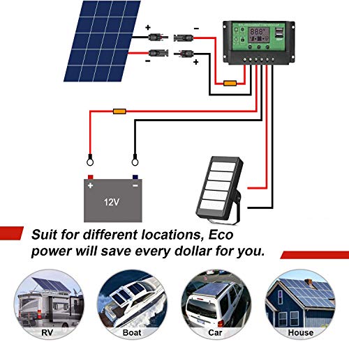 JHBOX 10AWG 1x10ft Solar Panel Extension Cable with MC4 Connector | Female and Male Wire Connectors| Solar Panel Adaptor Kit Tool | DIY Solar Panel Kits for Housing Commercial Roof