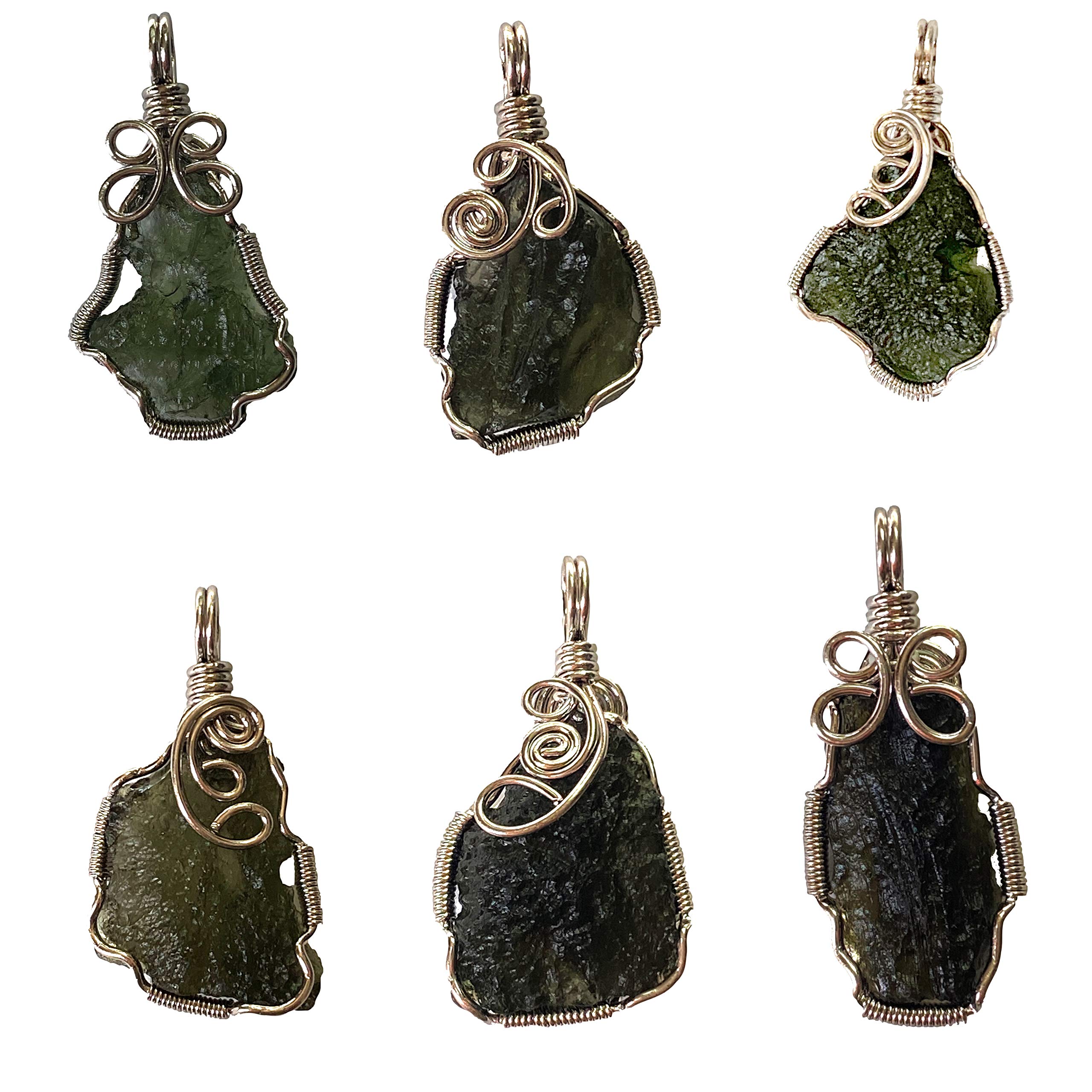 Generic Wire Wrapped Moldavite Pendant | Small Size 30-35mm, green