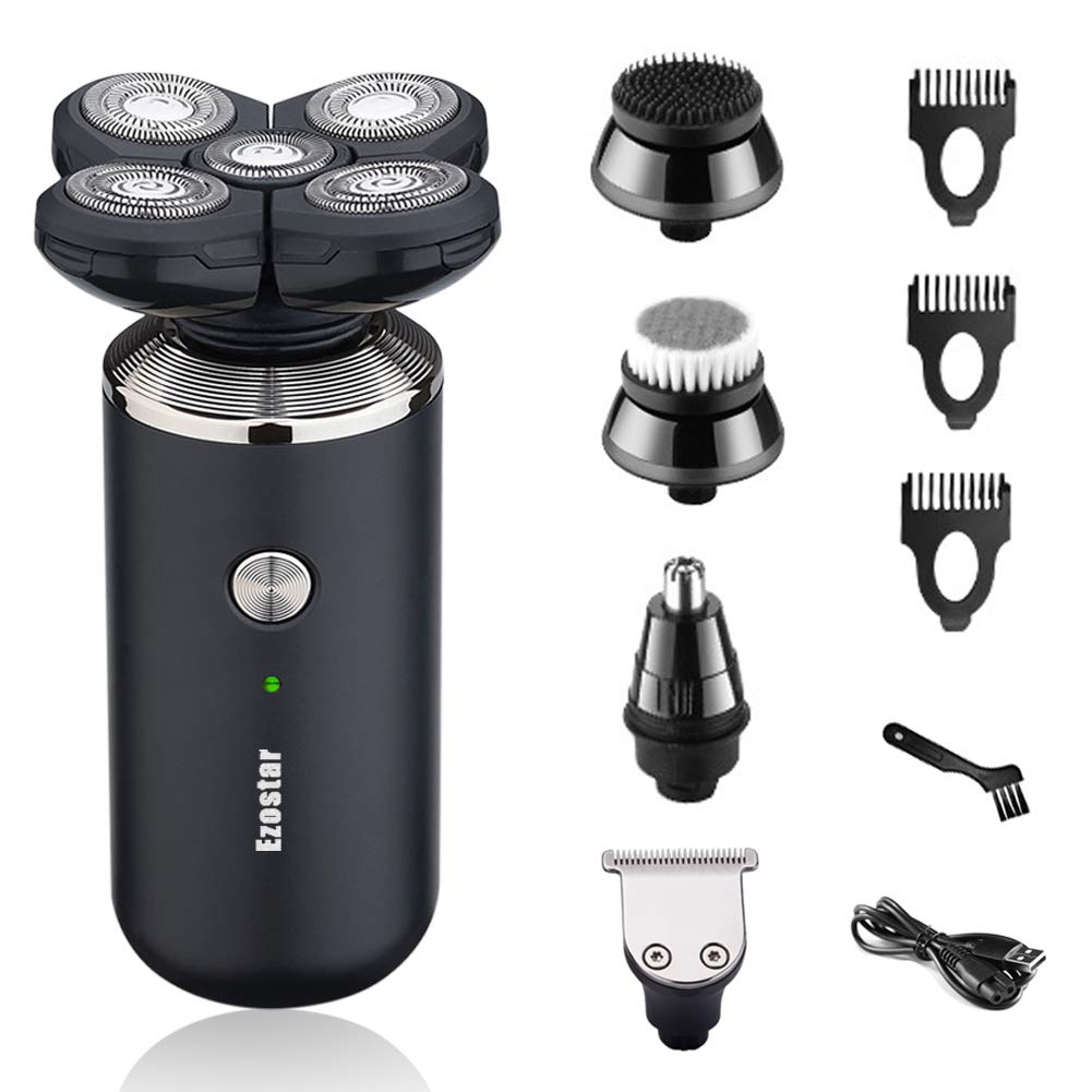 Ezostar Rotary Shavers Electric Razor for Men Bald Head Cordless Waterproof USB Rechargeable Grooming Kit with Nose Beard Trimmer Hair Clippers&Facial Cleaning Brush