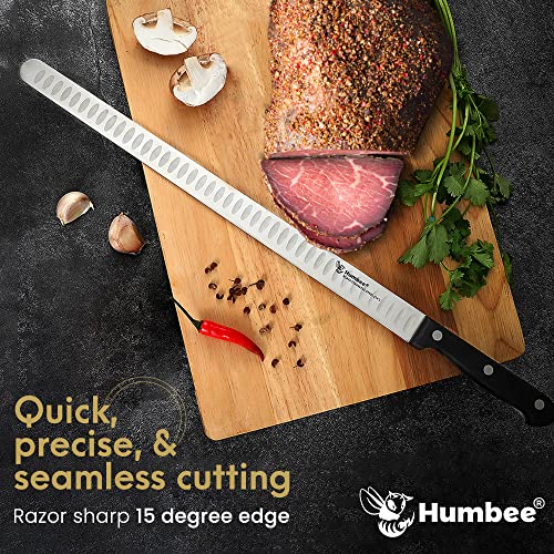 Humbee 14 inch Carving Knife Razor Sharp Blade with Granton Edge for Cutting Smoked Brisket, BBQ Meat, Turkey