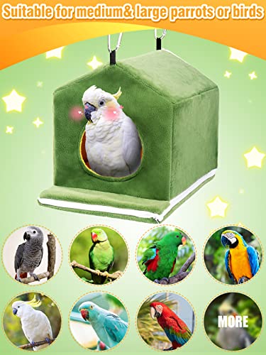 MEWTOGO Large Winter Warm Bird Nest House, Bird Bed for Cage, Novelty Plush Parrot Nest Snuggle Shed Hut, Easy to Install for Macaws Amazon Parrot African Grey Lovebirds