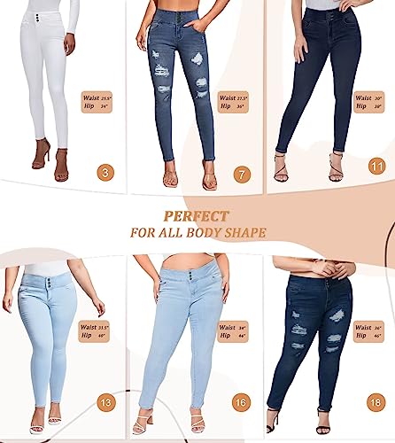 Women's Butt Lift V3 Super Comfy Stretch Denim Jeans P45075SK White 11 Long