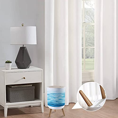 LGCZNWDFHTZ Small Trash Can with Lid for Bathroom Kitchen Office Diaper Blue sea Water Bedroom Garbage Trash Bin Dog Proof Waste Basket Cute Decorative