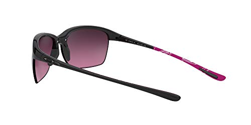 Oakley Women's OO9191 Unstoppable Rectangular Sunglasses, Polished Black/Rose Gradient Polarized, 65 mm
