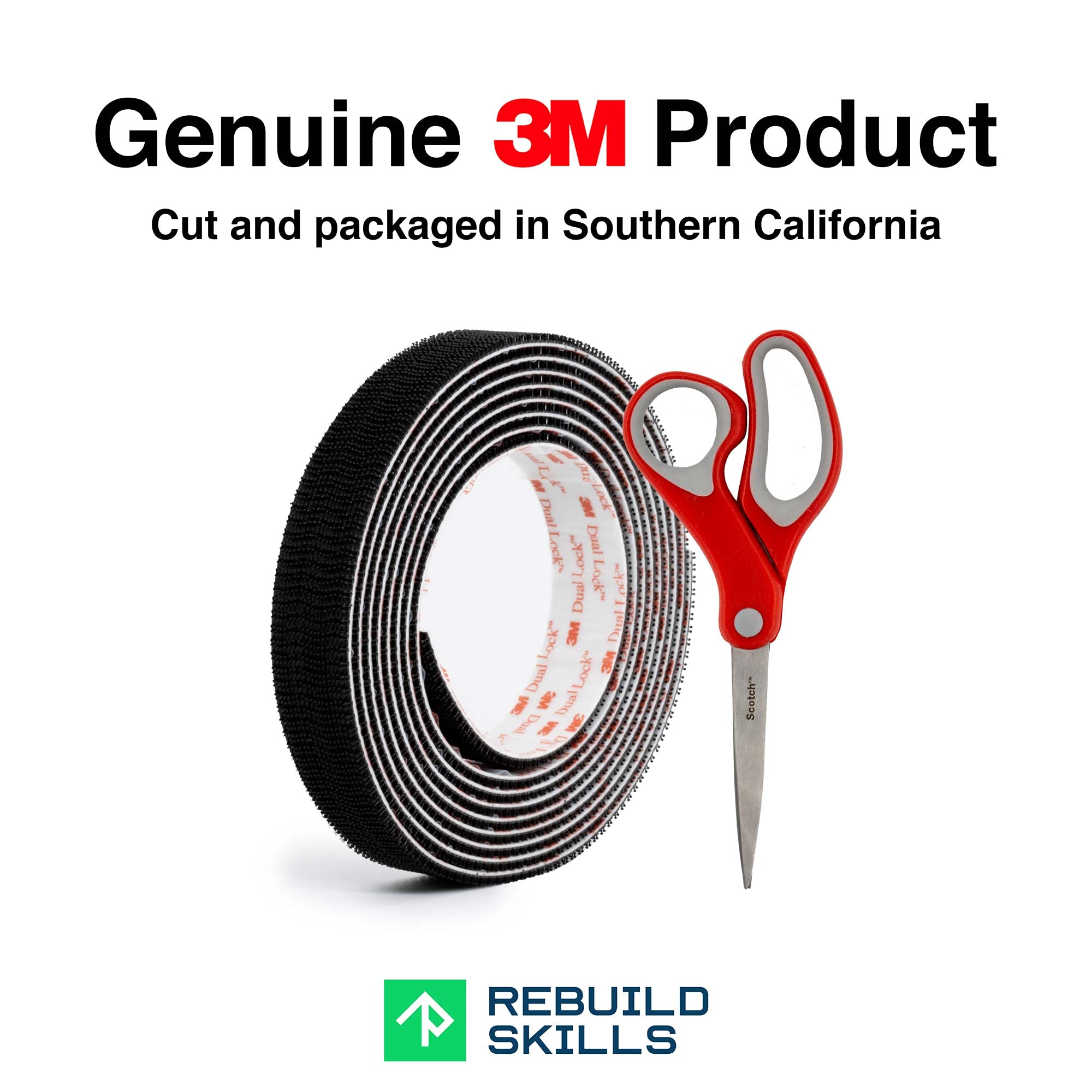 Dual Lock Reclosable Fastener 250 Black, 1 in x 10 Ft with Bonus 1428 Multi Purpose Scissors