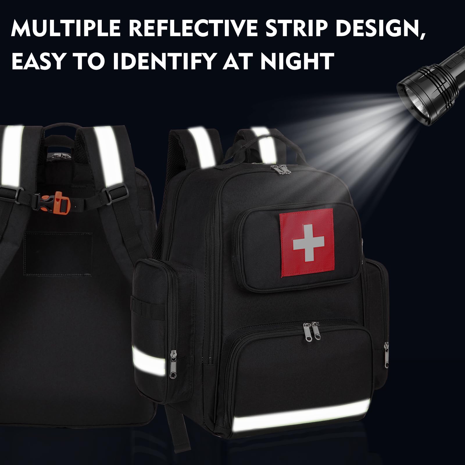 Gatycallaty First Aid Backpack Medical Emt First Responder Bag Empty Ems Emergency Home Health Hiking Trauma Travel Camping (Medium, Tropical Orange)