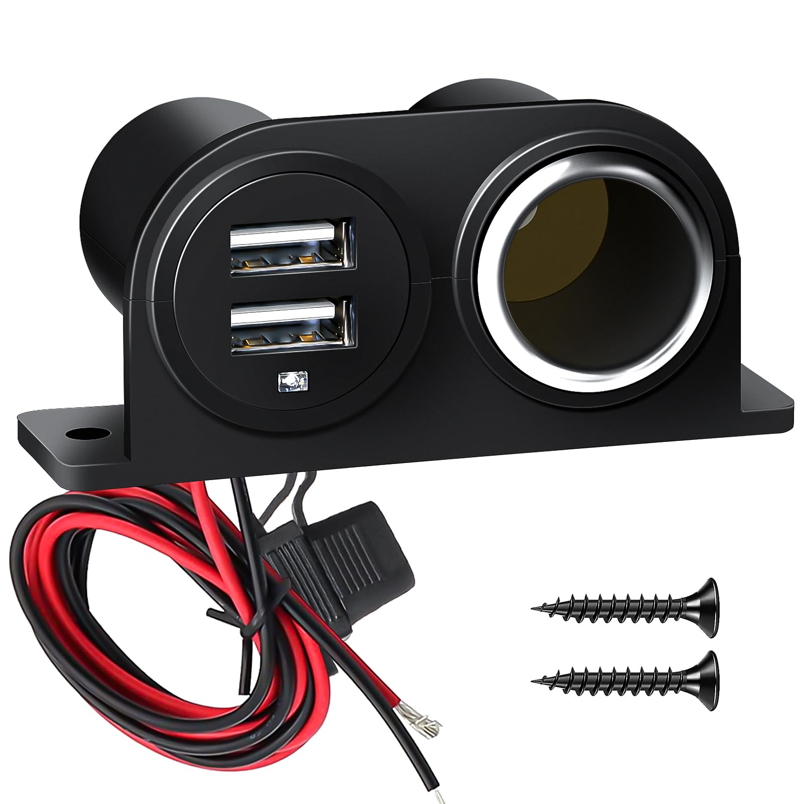 Dual USB Outlet Cigarette Lighter Socket Splitter 12V 4.2A Car Charger Power Outlet Adapter Replacement with Blade Fuse for RV Boat Marine Truck ATV UTV Bus etc