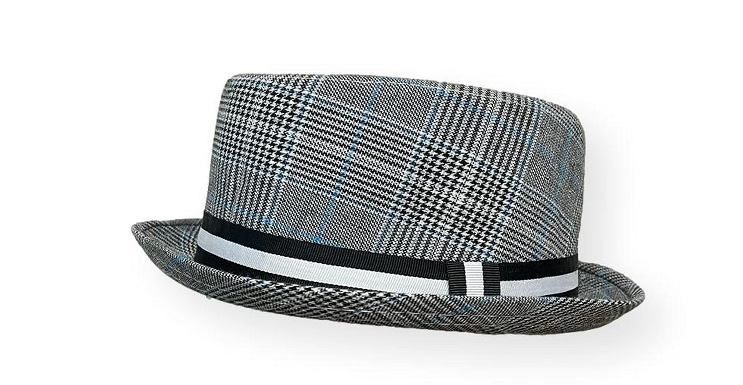 Grey Rude Boy Ska Pork Pie Hat with Contrasting Ribbon Band Detail| Size L/XL Approx. 59cm / 60cm | US Size 7 ½ | 100% Polyester | Unisex Pork Pie hat | Fedora Trilby Pork Pie Style