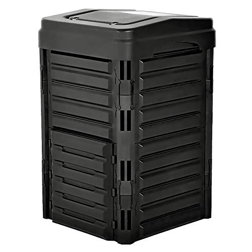Solution4Patio Outdoor Composting Bins, 89-Gallon (336L), Thick and Sturdy, Black Eco-Master Polypropylene Composter, Easy Assembling, Large Capacity, 23.62 in. W x 23.62 in. D x 39.37 in. H, 9496-US