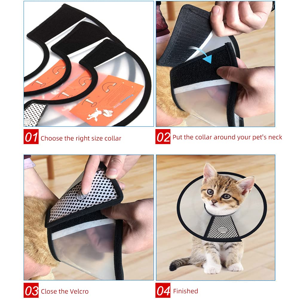 QIYADIN Plastic Pet Recovery Collars & Cones for Dogs and Cats After Surgery Adjustable Dog Neck Cone Surgical Elizabeth E-Collar Prevent Biting and Stop Licking Wound (S-Neck: 10.2-13.0 in)