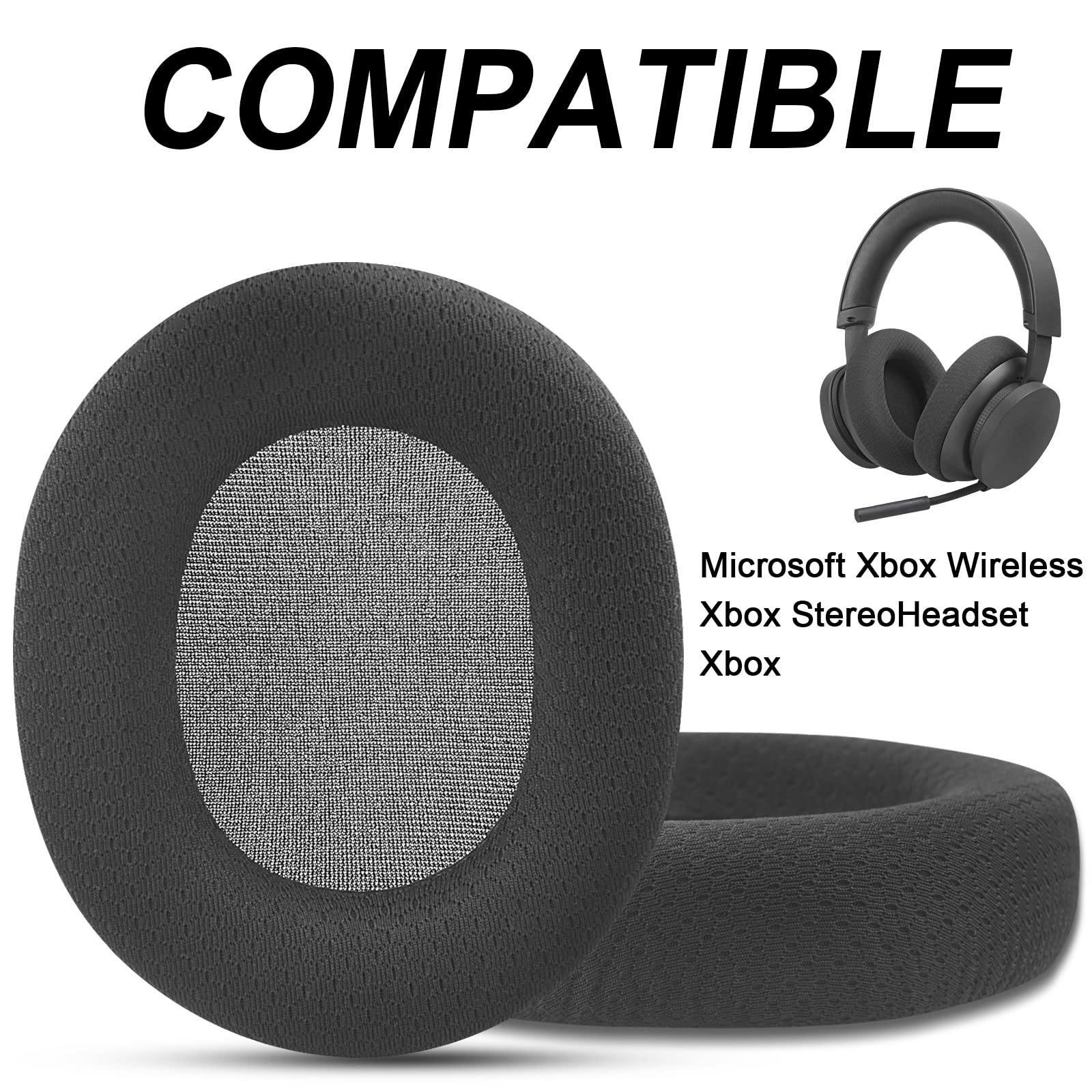 GVOEARS Replacement Ear Pads Cushions for Microsoft Xbox Wireless Xbox Stereo Headset 20th Anniversary Special Edition Gaming Headphones Mesh Fabric Ear Cups Easy Installation