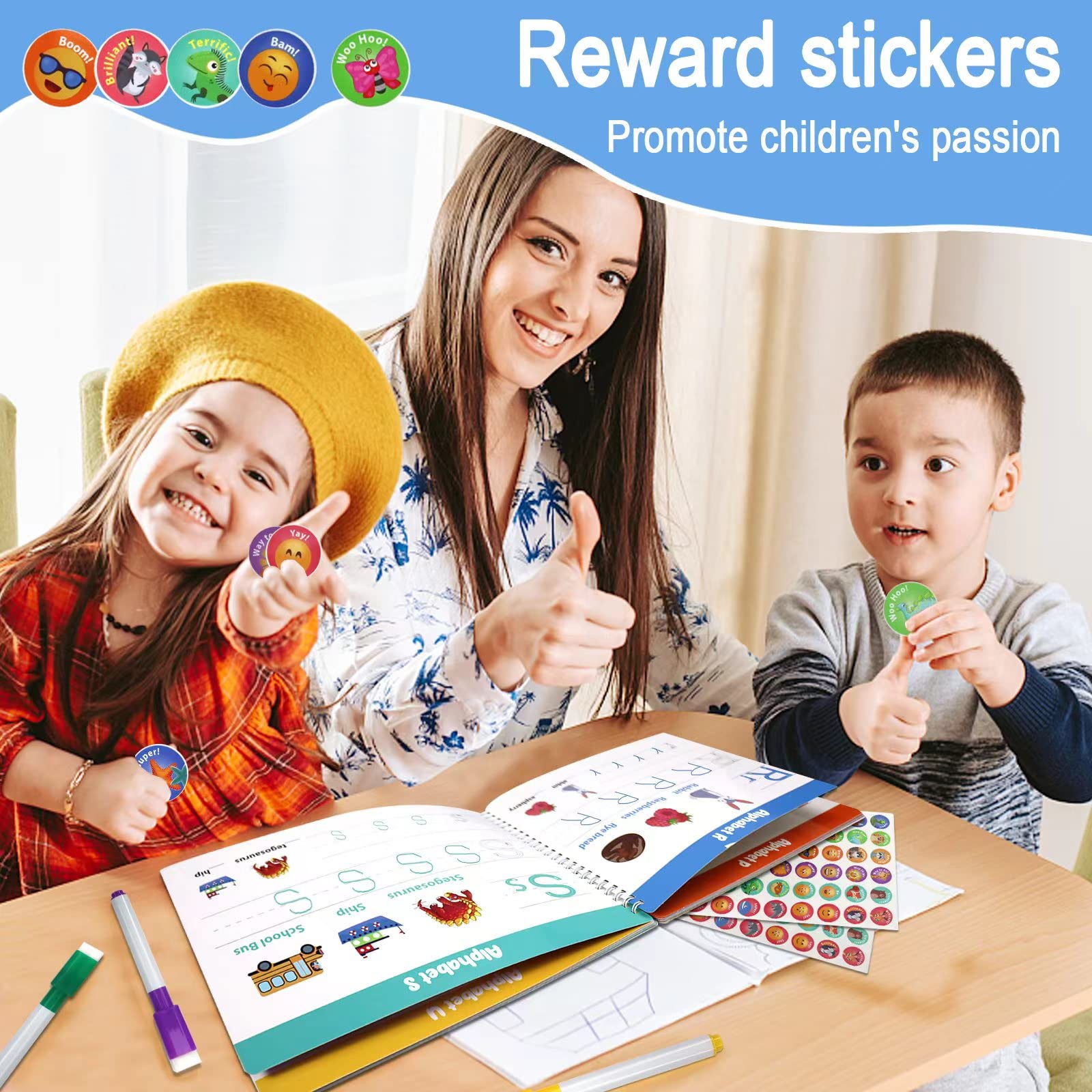 Gytera Handwriting Exercise Books for Kids, Preschool Learning Activities Educational Busy Toys, Autism Learning Materials Tracing Alphanumeric Shapes Writing Workbooks Develop fine Motor Skills
