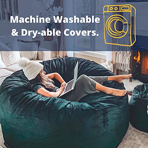 ULTIMATE SACK 5000 (5 Ft.) Bean Bag Chair: Giant Foam-Filled Furniture - Machine Washable Covers, Durable Inner Liner, 100% Virgin Foam. Comfy Bean Bag Chair. (Black, Suede)