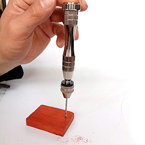 KINGFOREST Pin Vise Hand Drill for Resin Casting Molds, Steel Hand Drill with 20 PCS Drill Bits (0.8-3 mm), for Wood, Manual Work DIY, Jewelry, Assembling, Model Making（Silver）