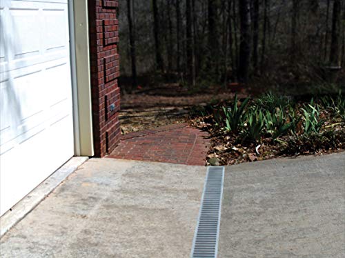 NDS Pro Series Drain Kit 5-1/2 in. X 39-3/8 in. Deep Profile Channel, Galv. Steel Grates, End Caps/Outlet, 5 in, Gray