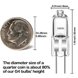 eastoyo G4 Halogen Light Bulbs, 12V 20W Dimmable, G4 Pin Base Light JC Type, 2800K Warm White for Cooker Lighting, Signal Lights, Track Lighting, 12 Pack