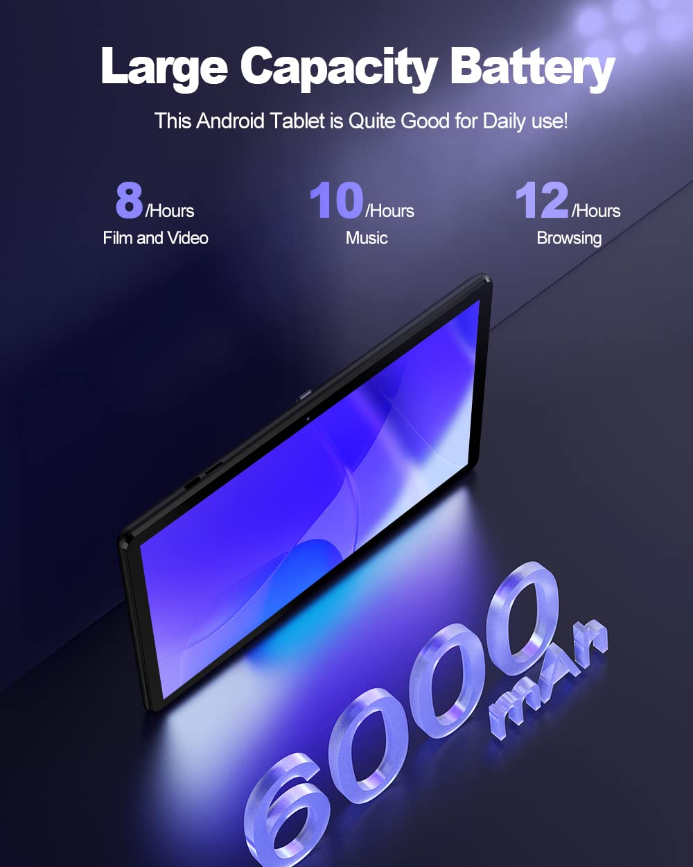 VIAZTECH Android Tablet 10 inch,Android 11 Tablet PC 3GB 32 GB,1.8GHz Processor,Double Camera 8.0 MP,GMS Certified Tablet,Dual Speakers,HD Touch Screen,6000mAh Battery,WiFi,Bluetooth,Type-C
