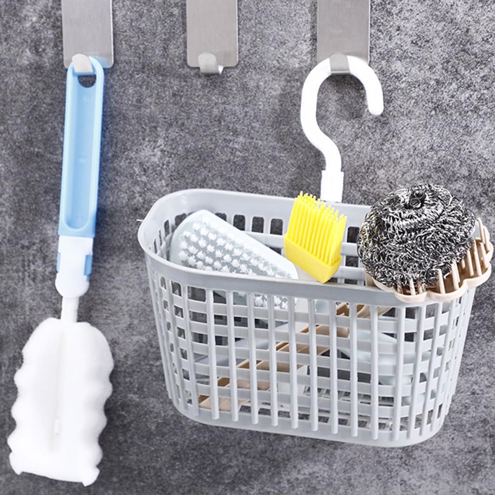 Luxshiny 6pcs Plastic Hanging Baskets Wall Mounted Shower Baskets Hanging Basket Organizer with 360 Degree Rotating Hook Rectangle Storage Baskets for Kitchen Bathroom