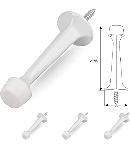 GDFYMI Solid Rigid Door Stops, Heavy Duty Durable Door Stopper Wall Protector with Soft Rubber Tip, Zinc Alloy (White, 4 Pack)