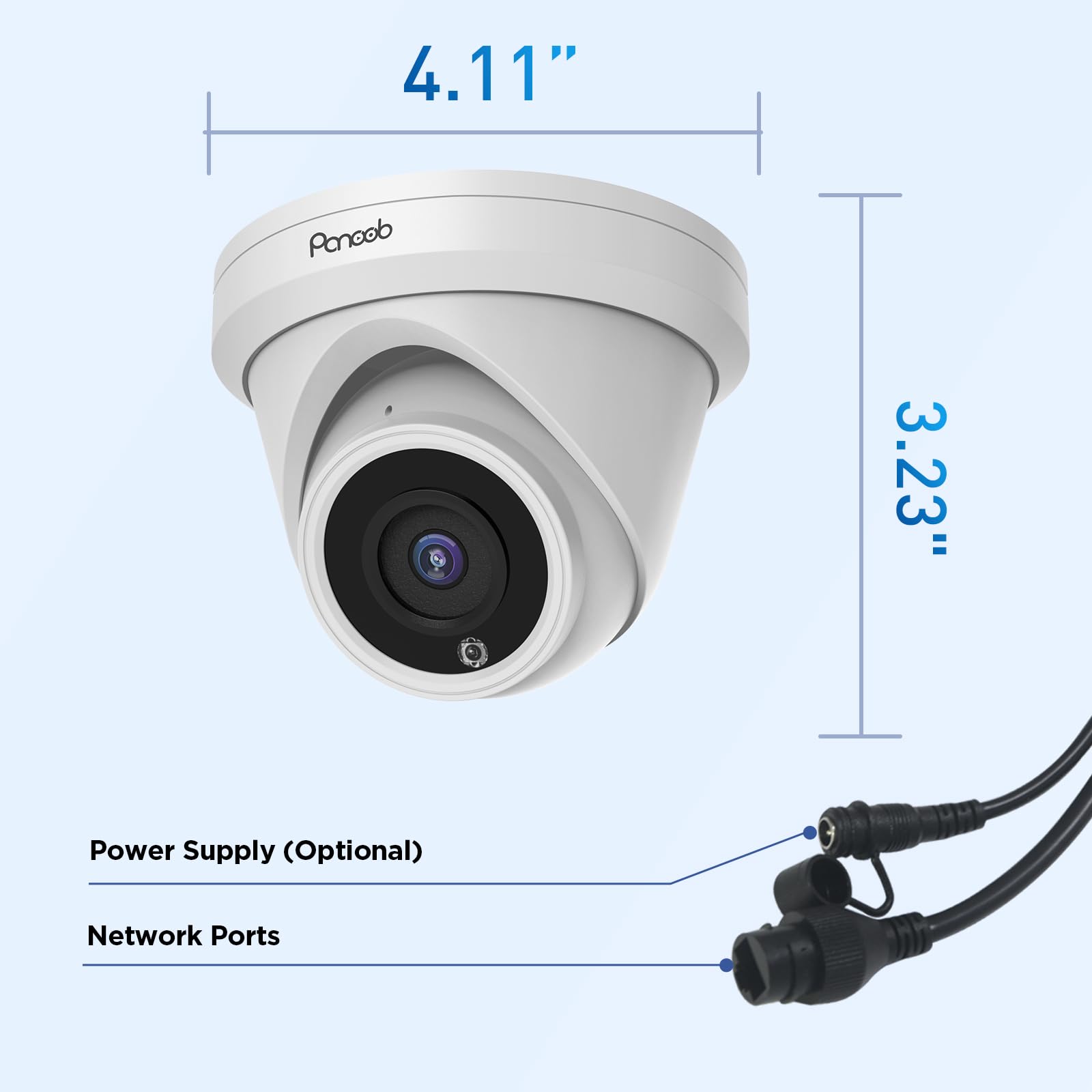 PANOOB PoE Camera Outdoor/Indoor, Home UltraHD 4MP Wired Dome Surveillance Security IP Camera, 2.8mm Lens 110°Wide Angle, Built-in Microphone, IP67 Weatherproof, 100Ft IR Night Vision, PD93A-4M