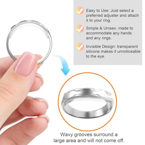 Ring Sizers for Loose Rings Ring Guards for Loose Rings Fit Any Rings, Invisible Ring Size Adjuster Never Sliding Off and Spinning (12 pcs)