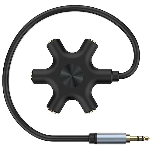 Multi Headphone Audio Splitter, 5-Way Jack 3.5mm Audio Stereo Headset Splitter Adapter, Headphone Splitter to Connect Up to 5 Devices for Audio Mixing, Shared Experiences - for iPhone, iPad & More