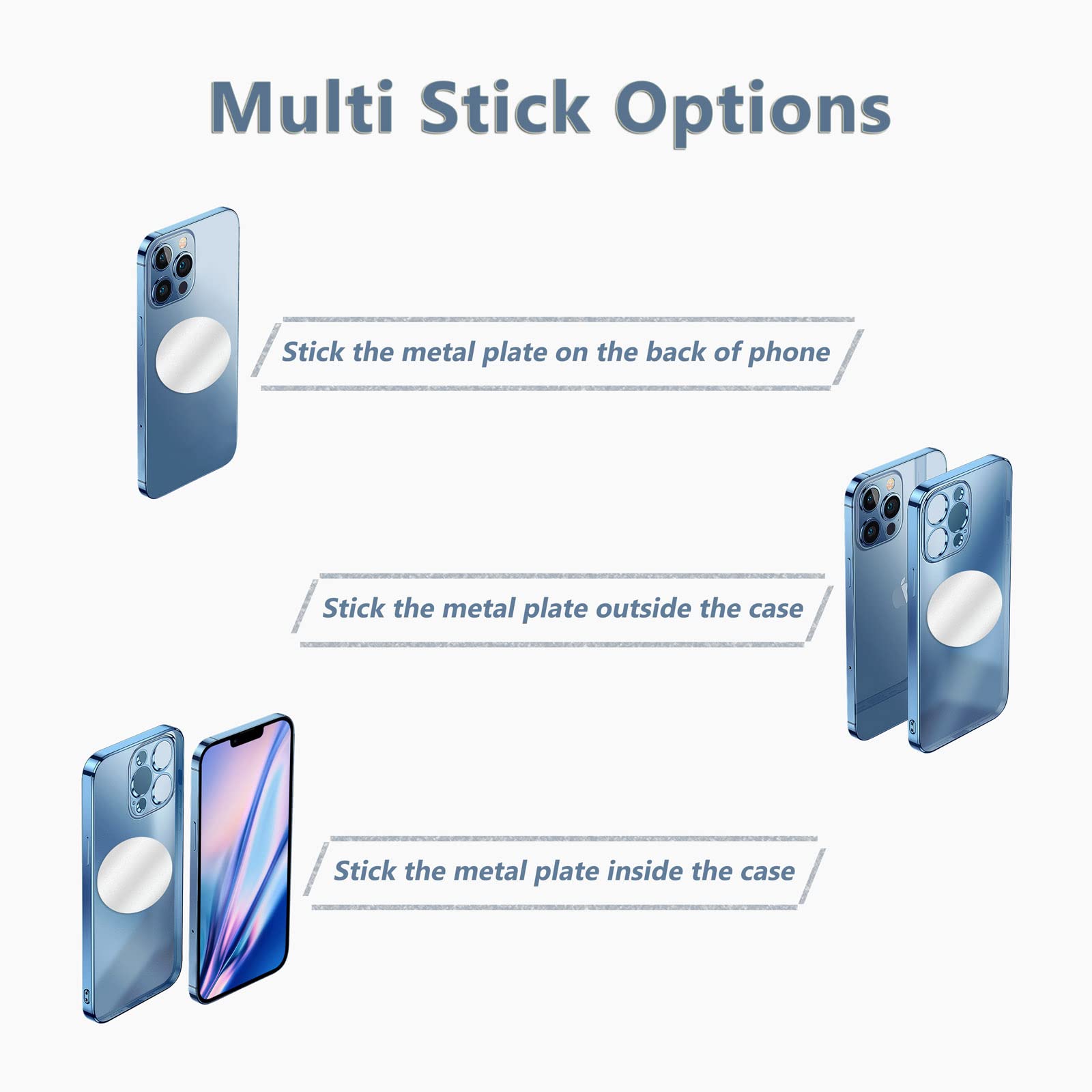 GDMINLO Mount Metal Plate(4Pack) for Magnetic Car Mount Phone Holder with Full Adhesive for Phone Magnet, Magnetic Mount, Car Mount Magnet(2 Rectangle and 2 Round)