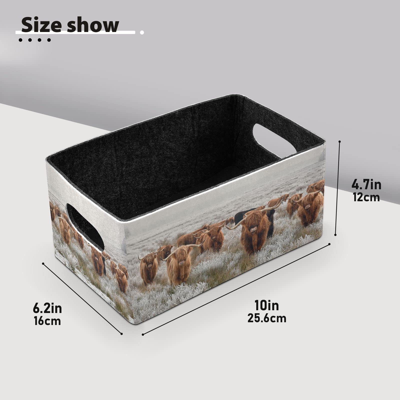 Kcldeci Reddish Brown Scottish Highland Cow Storage Bins Baskets for Organizing, Sturdy Storage Basket Foldable Storage Baskets for Shelves Closet Nursery Toy
