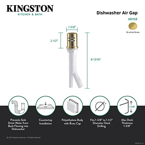 Kingston Brass K811SB Trimscape Air Gap for Dish Washer, Brushed Brass