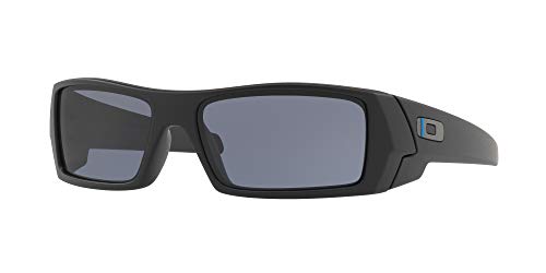 Oakley GASCAN OO9014 Sunglasses for Men + Vision Group Accessories Bundle(Matte Black/(Matte Black/Grey/Blue Line on Oakley Logo (901411), 60)