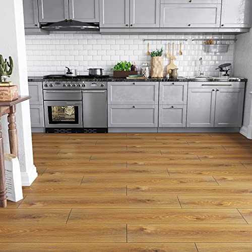 VEELIKE 12-Pack 6''x36'' Peel and Stick Floor Tile Bathroom Waterproof Natural Brown Wood Look Vinyl Plank Flooring Self Adhesive Removable Wood Vinyl Flooring Planks for Bedroom Kitchen Basement